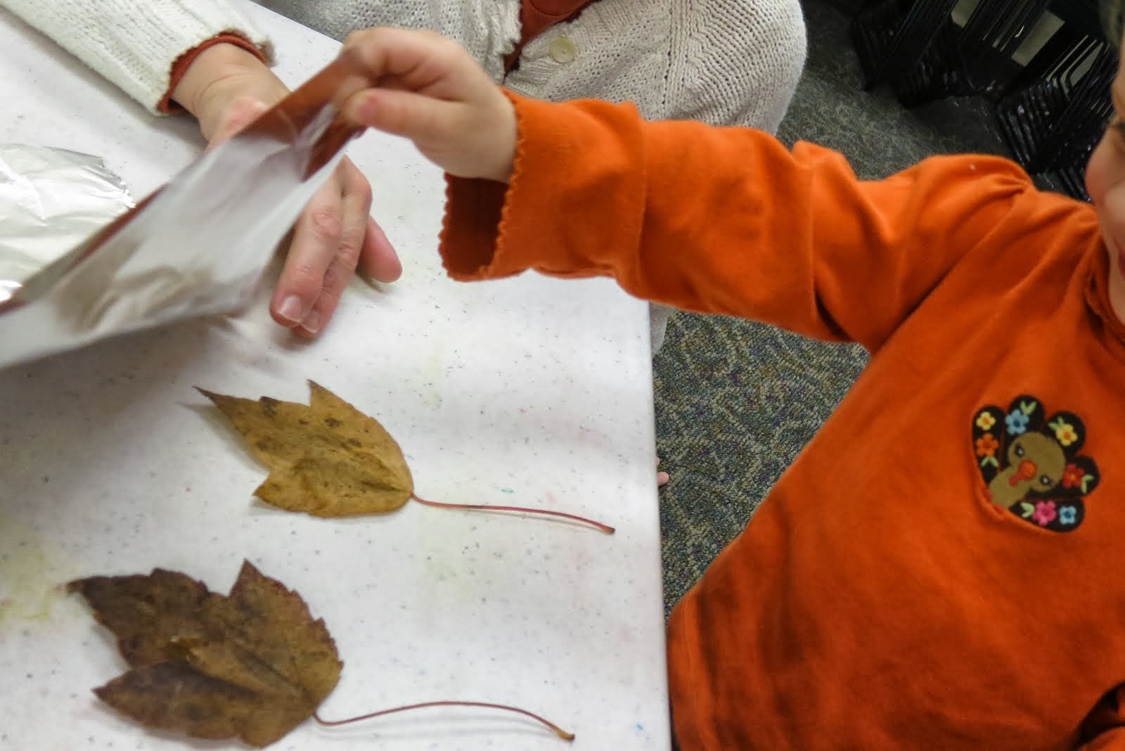 Toddler Art Class: Foil Leaf Rubbings : library makers
