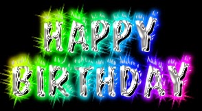 Happy birthday ecards: Happy birthday chrome fireworks