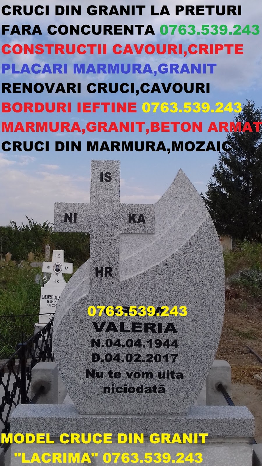 Monumente Funerare Alexandria|Teleorman: MODEL CRUCE DIN GRANIT GRI DESCHIS