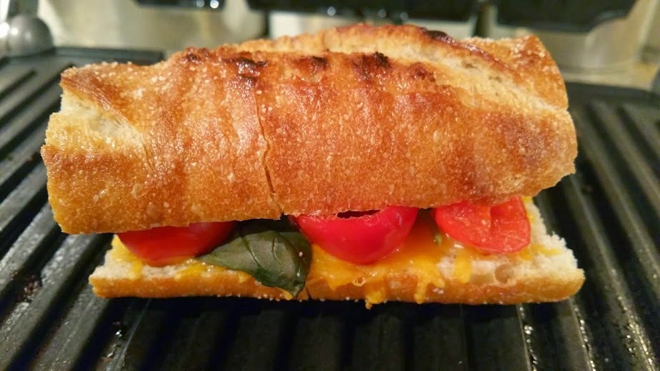 red or green?: Cheddar, Peppadew & Basil Panini