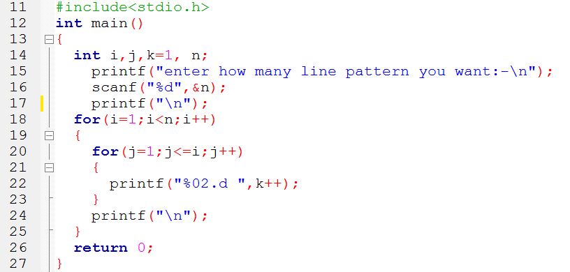 17th tutorial for right angle triangle patterns : C.S.E. CLUB