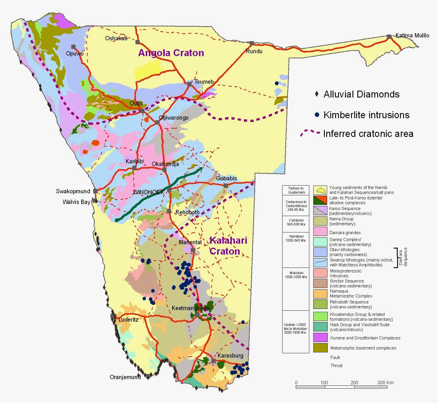 Spilpunt: Alluvial diamonds and kimberlite intrusions in Namibia