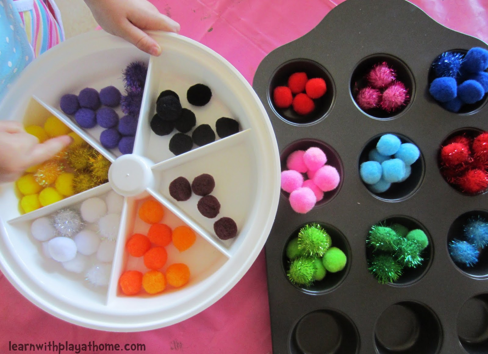 Learn with Play at Home: Pom-pom Colour Sort & Count. Early Maths