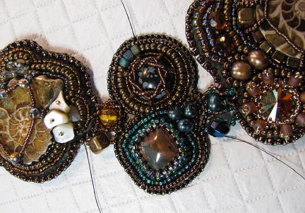 Ammonite bead embroidered necklace - part one