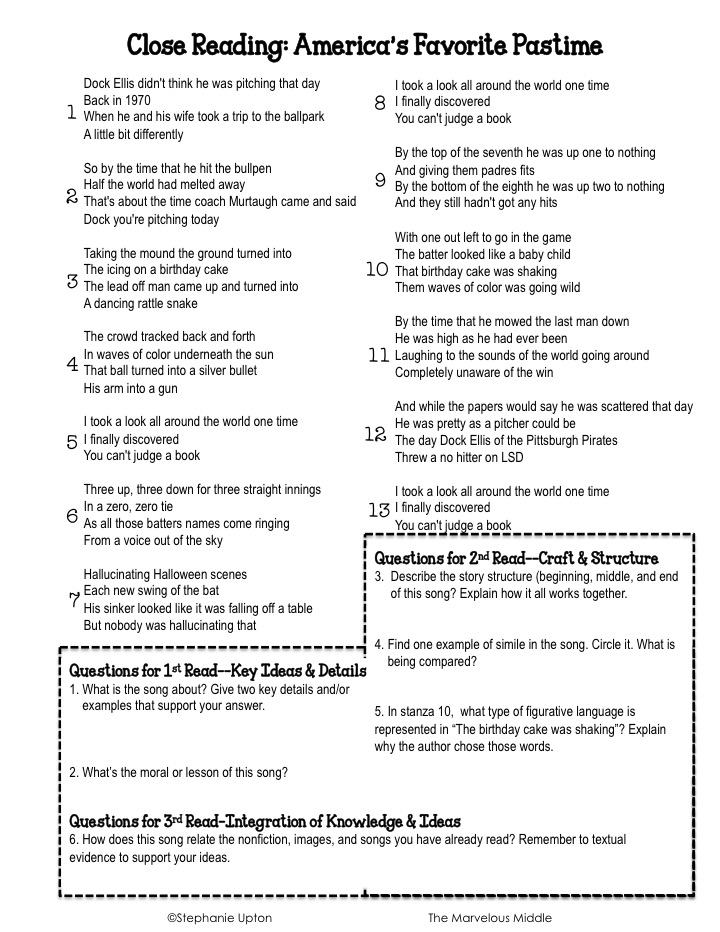 Middle School Mob: Using Lyrics As Poetry for Close Reading