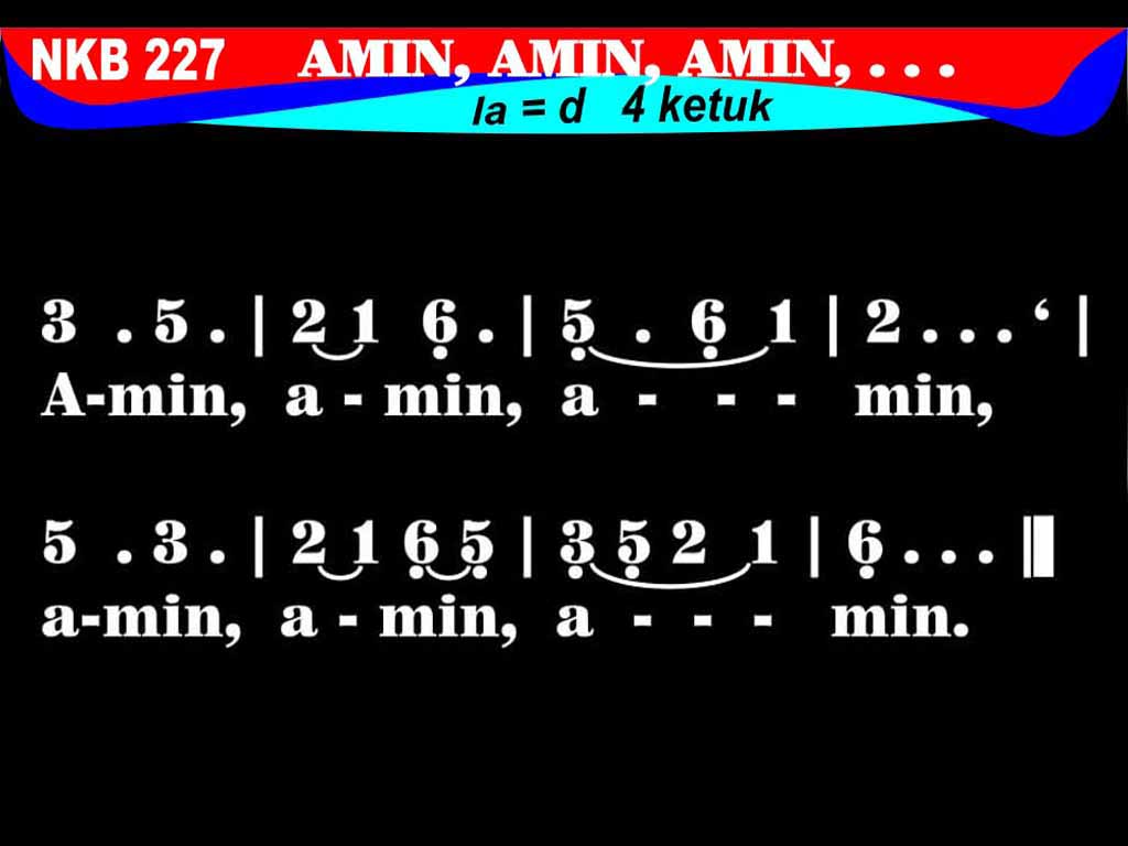 Lirik dan Not NKB 227 Amin, Amin, Amin
