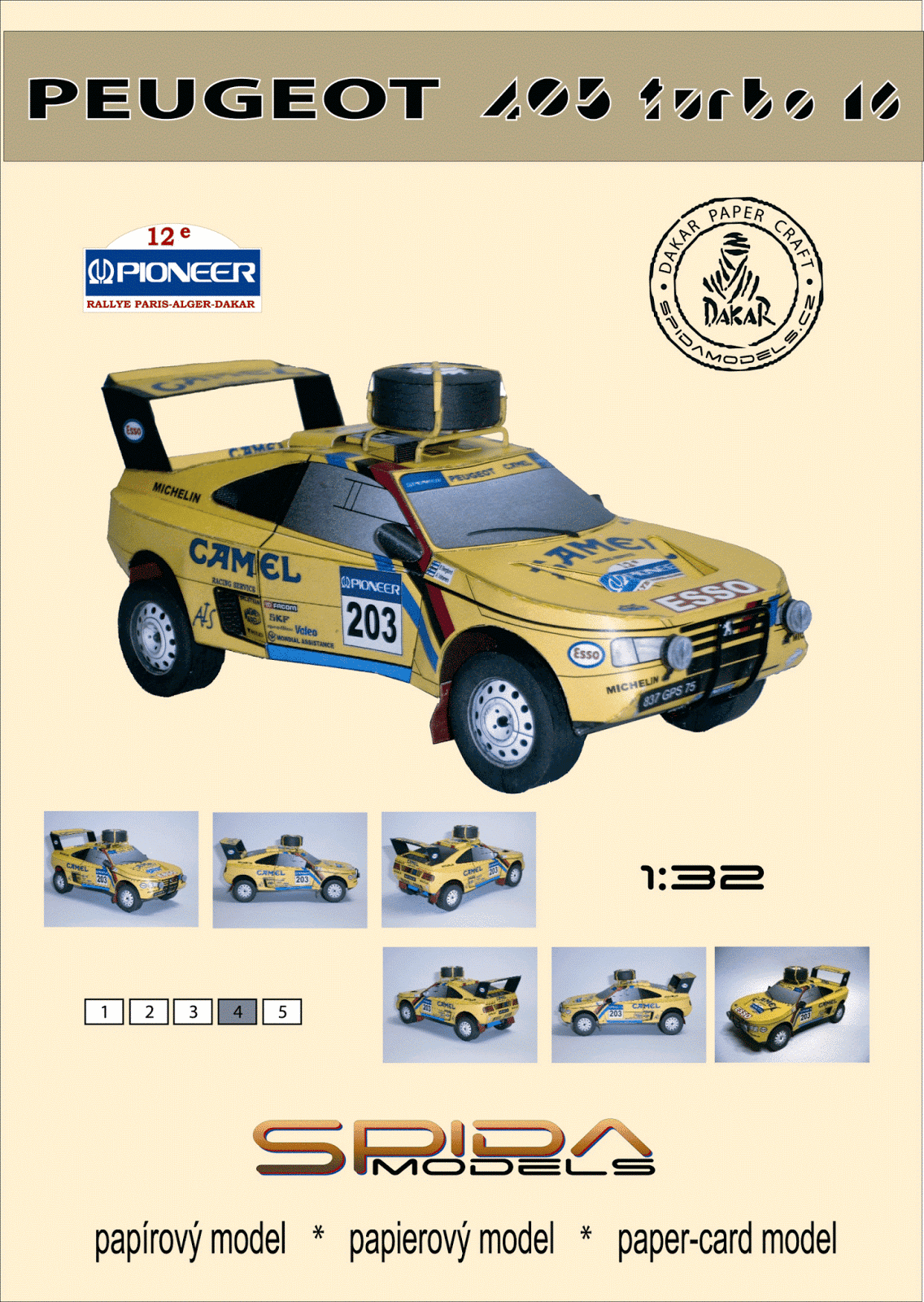 SP. Papel Modelismo: PaperCraft Peugeot 405 Turbo 16 - Dakar Rally