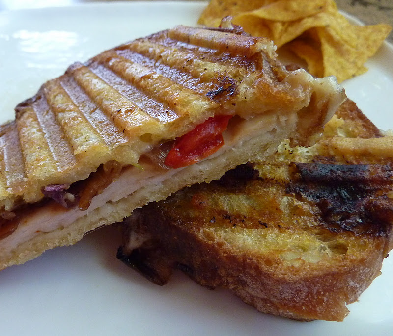 beurrista: turkey, roasted red pepper, pepper jack panini