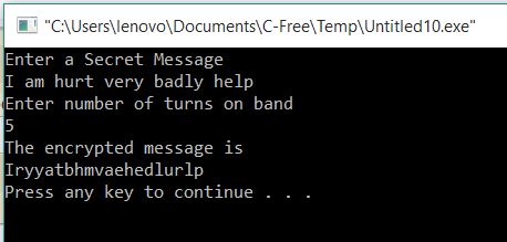 All C Programs: Program 217:Scytale Cipher using C