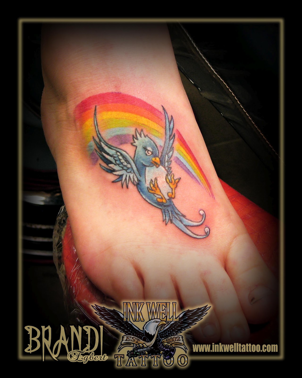 Brandi Egbert (Ink Well Tattoo): Sparrow and Rainbow