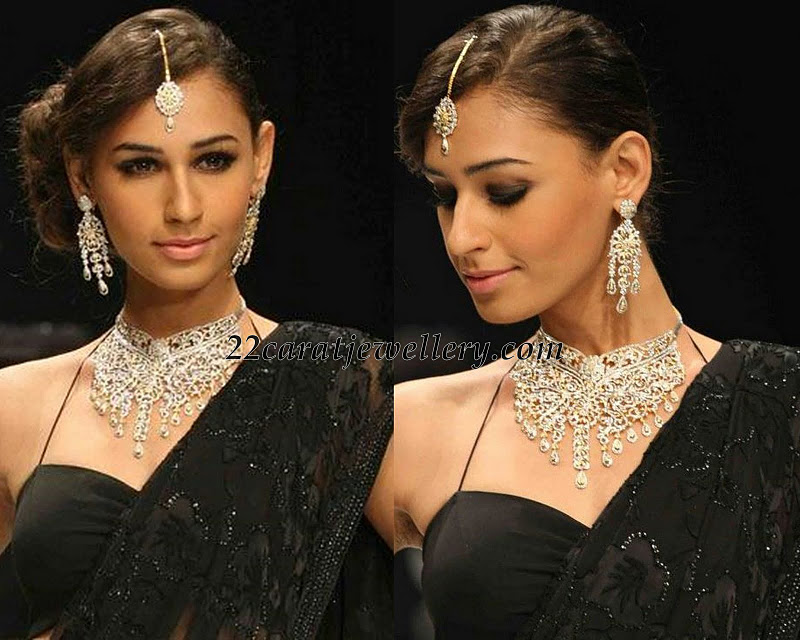 Models Showcasing Sparkling Diamond Necklaces - Jewellery Designs