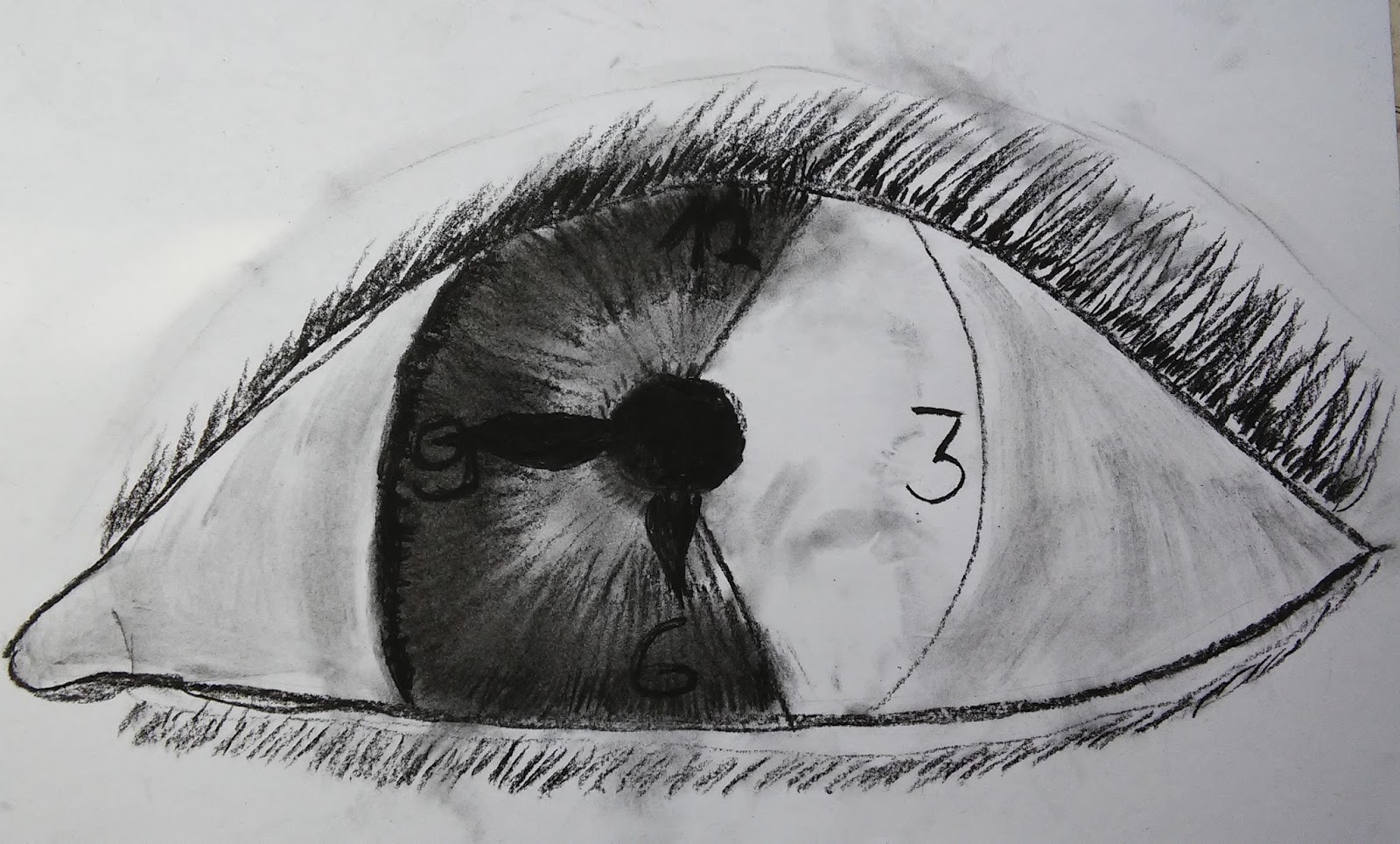 Charcoal drawing - human eye / Kresba uhlem - lidské oko