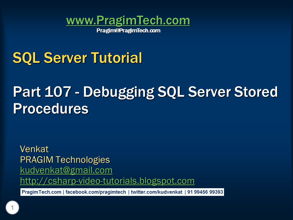 Sql Server Net And C Video Tutorial Debugging Sql Server Stored Procedures