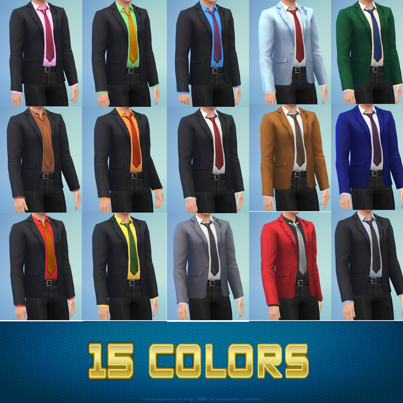 Blazer and Dress Shirt with Tie ~ Cepzid Sims