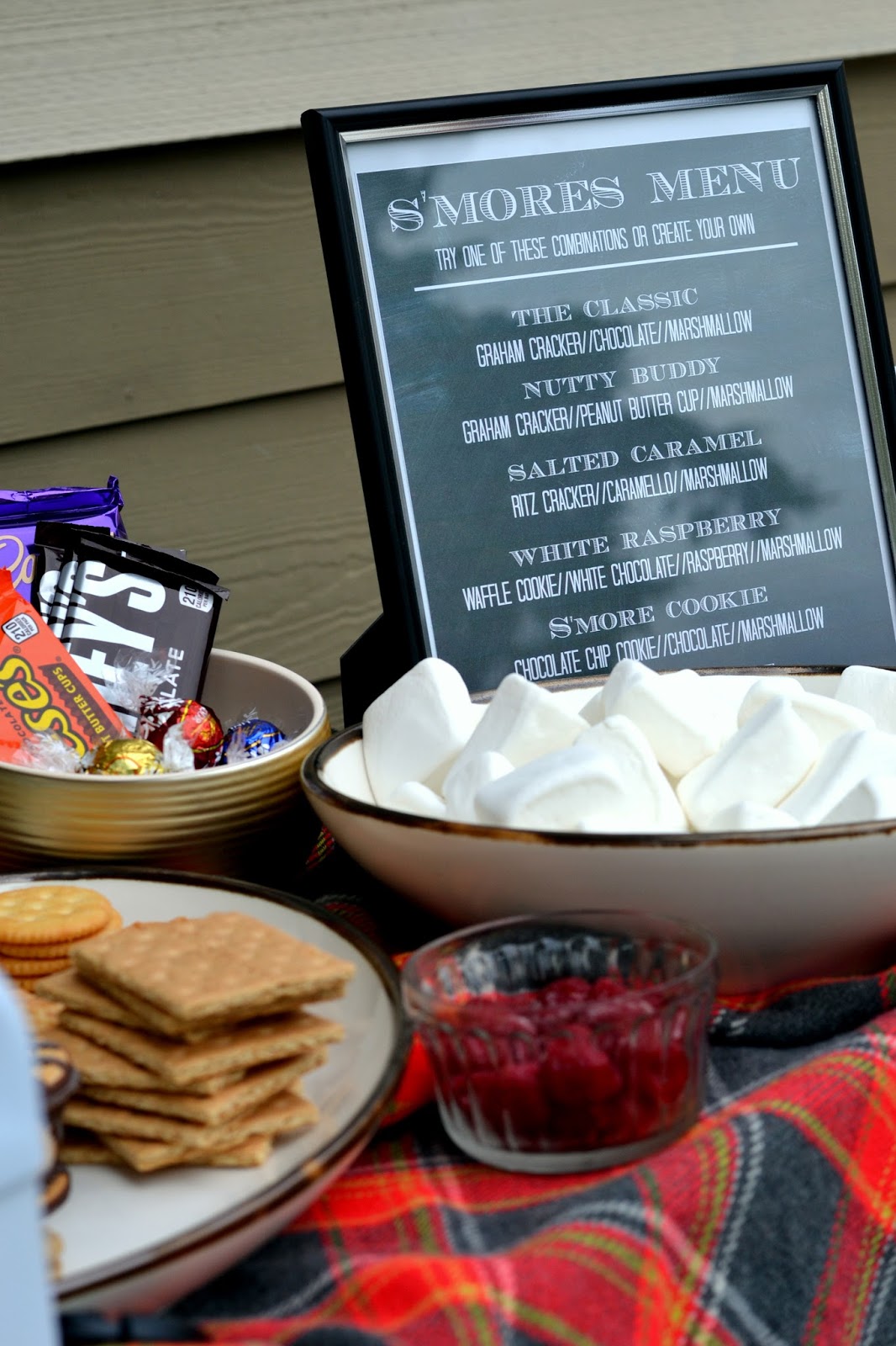 Backyard S'mores Bar with Free Printable Gourmet S'mores Menu - Rachel Test