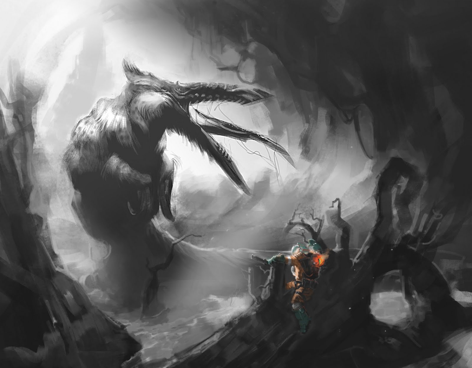 Nate Healy Art: Space Swamp Monster Hunter Guy with a Laser Beam Gun ...