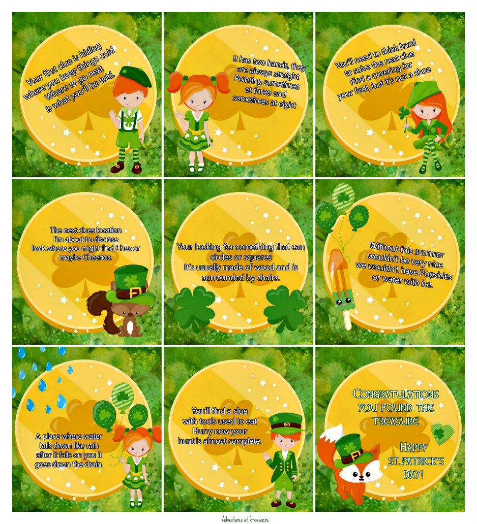 Adventures at Greenacre: Free St.Patrick's day scavenger hunt clues and ...