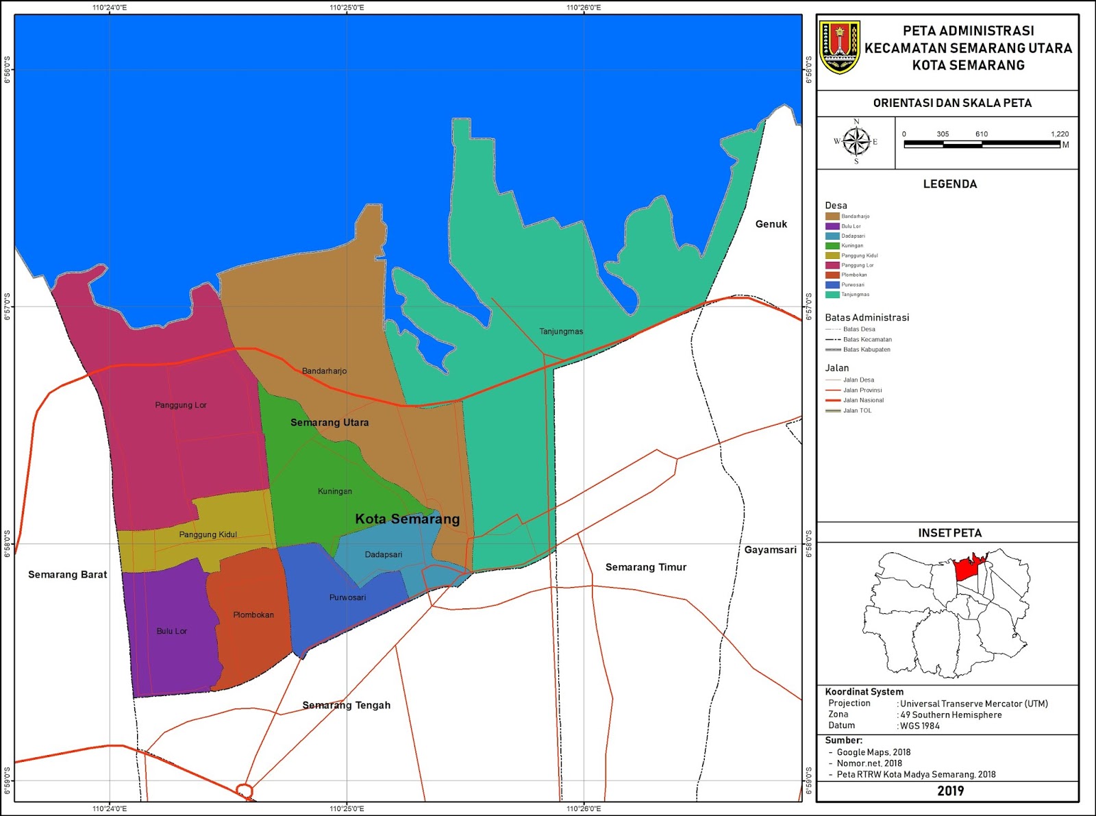 Peta Administrasi Kecamatan Semarang Utara, Kota Semarang ~ NeededThing