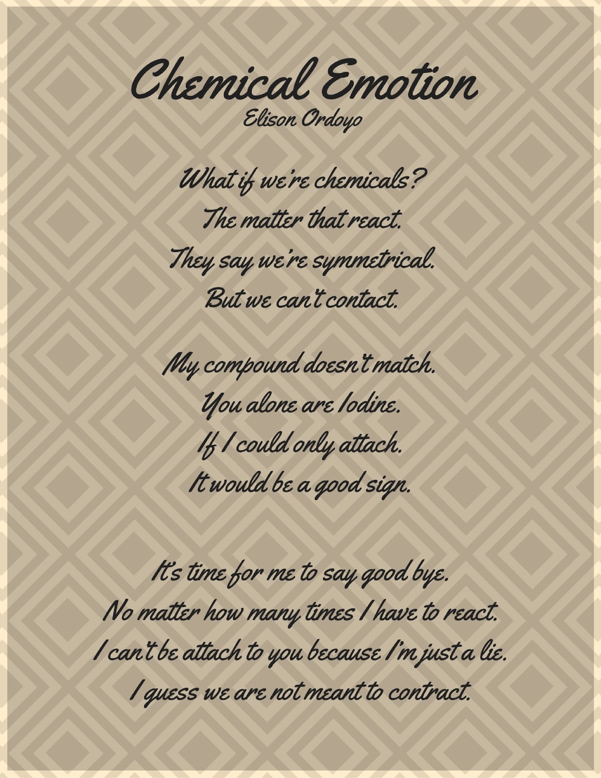 My Journey in Science 10: CHEMISTRY POEMS