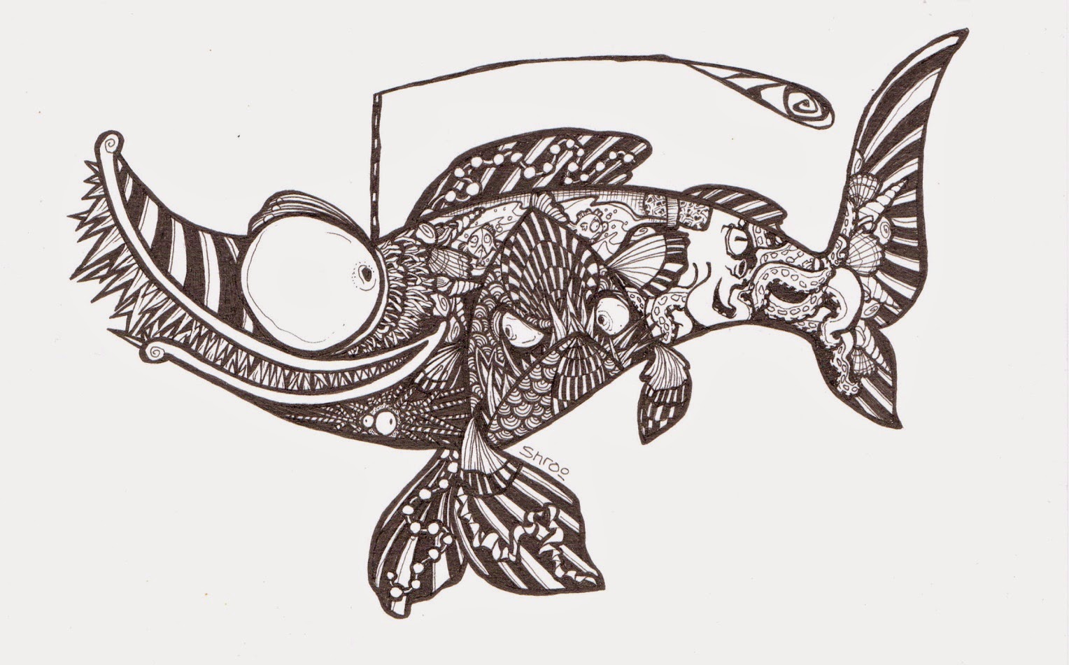 Shroo's World: New Pen & Ink Doodles - Fun With Fish!!
