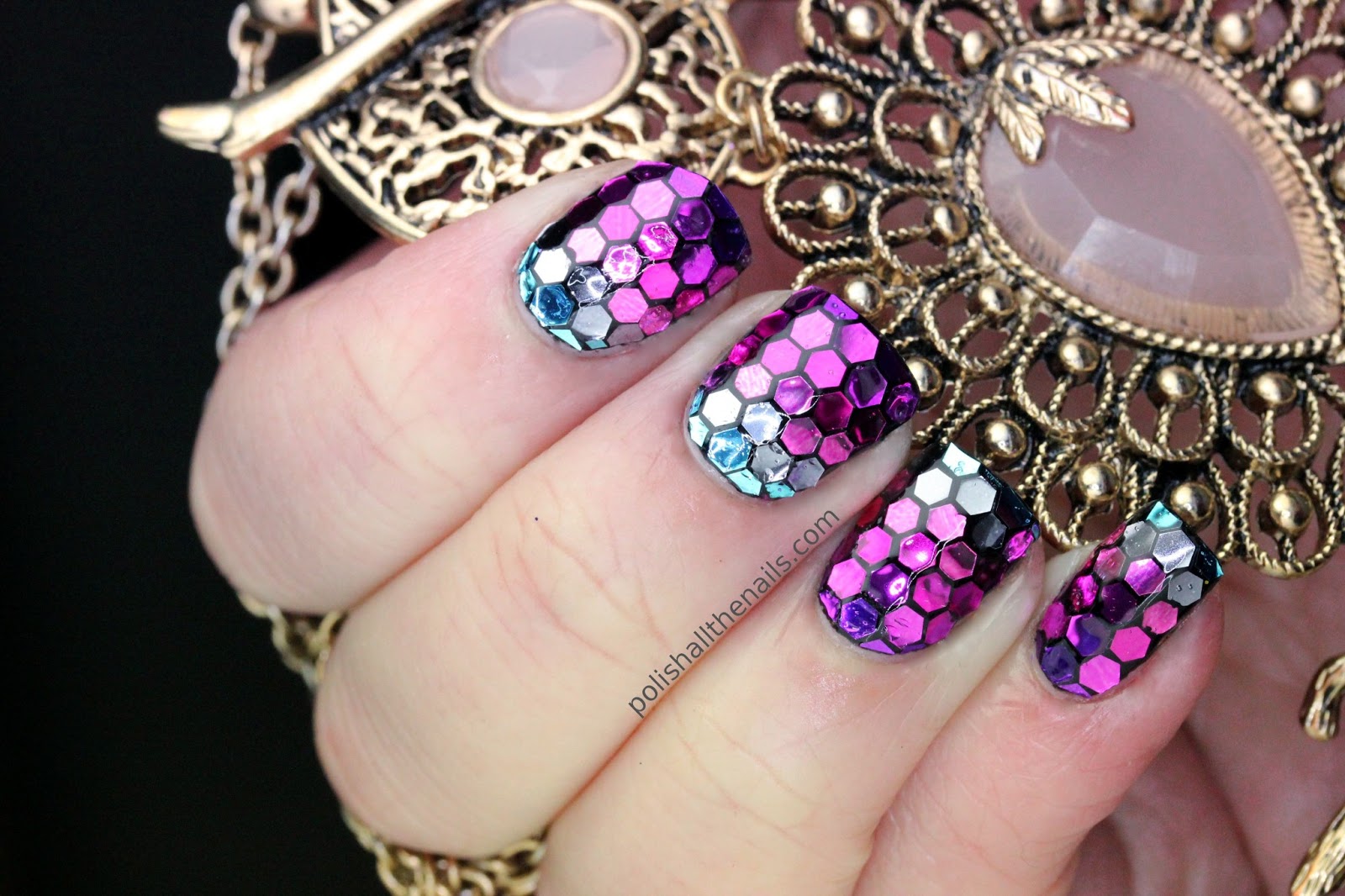 Pink to Blue Ombre Mermaid Nails