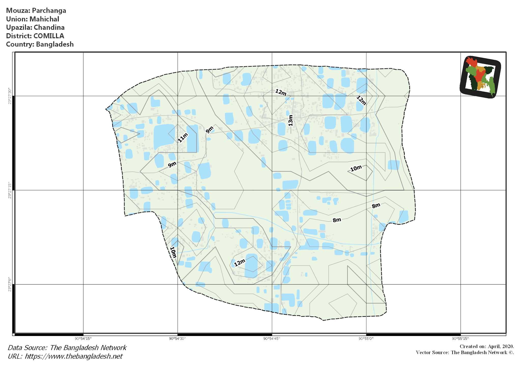 Map of Parchanga Mouza, Chandina, Comilla