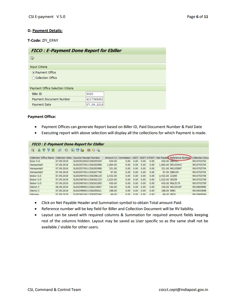 SOP on CSI ePayment v5.0 | DOP Core Solutions