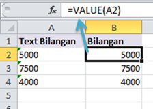 Contoh Rumus Excel Praktis: Konversi Text Menjadi Bilangan