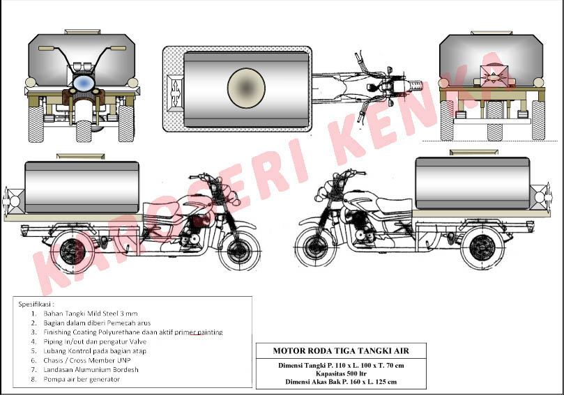 DEALER SEPEDA MOTOR RODA 3 >> KAROSERI KENKA