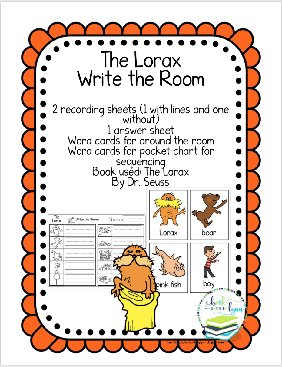 THE LORAX WRITE THE ROOM ~ Book Units by Lynn