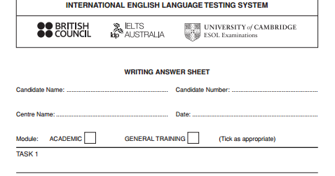 IELTS Answer Sheet For Writing, Listening And Reading - IELTS