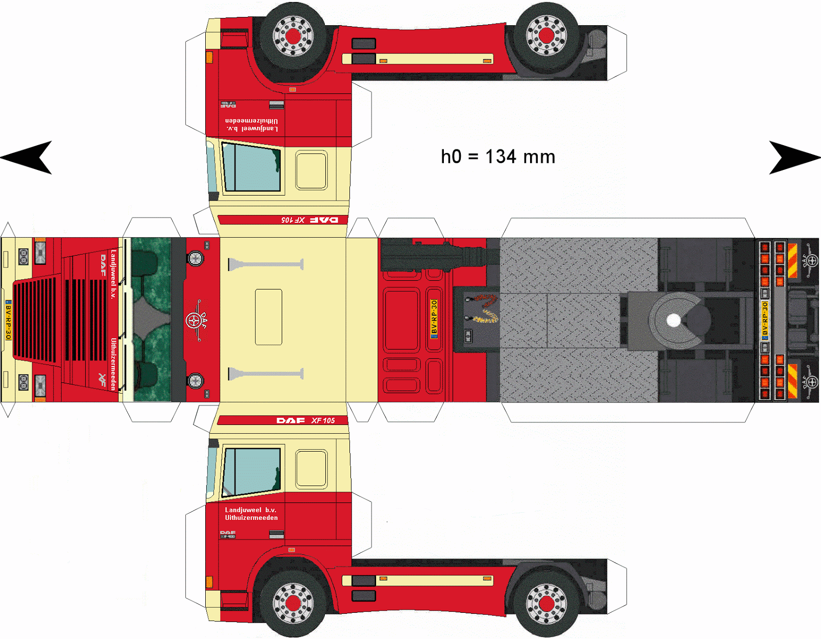 SP. Papel Modelismo: PaperCraft DAF XF - Landjuweel Transport