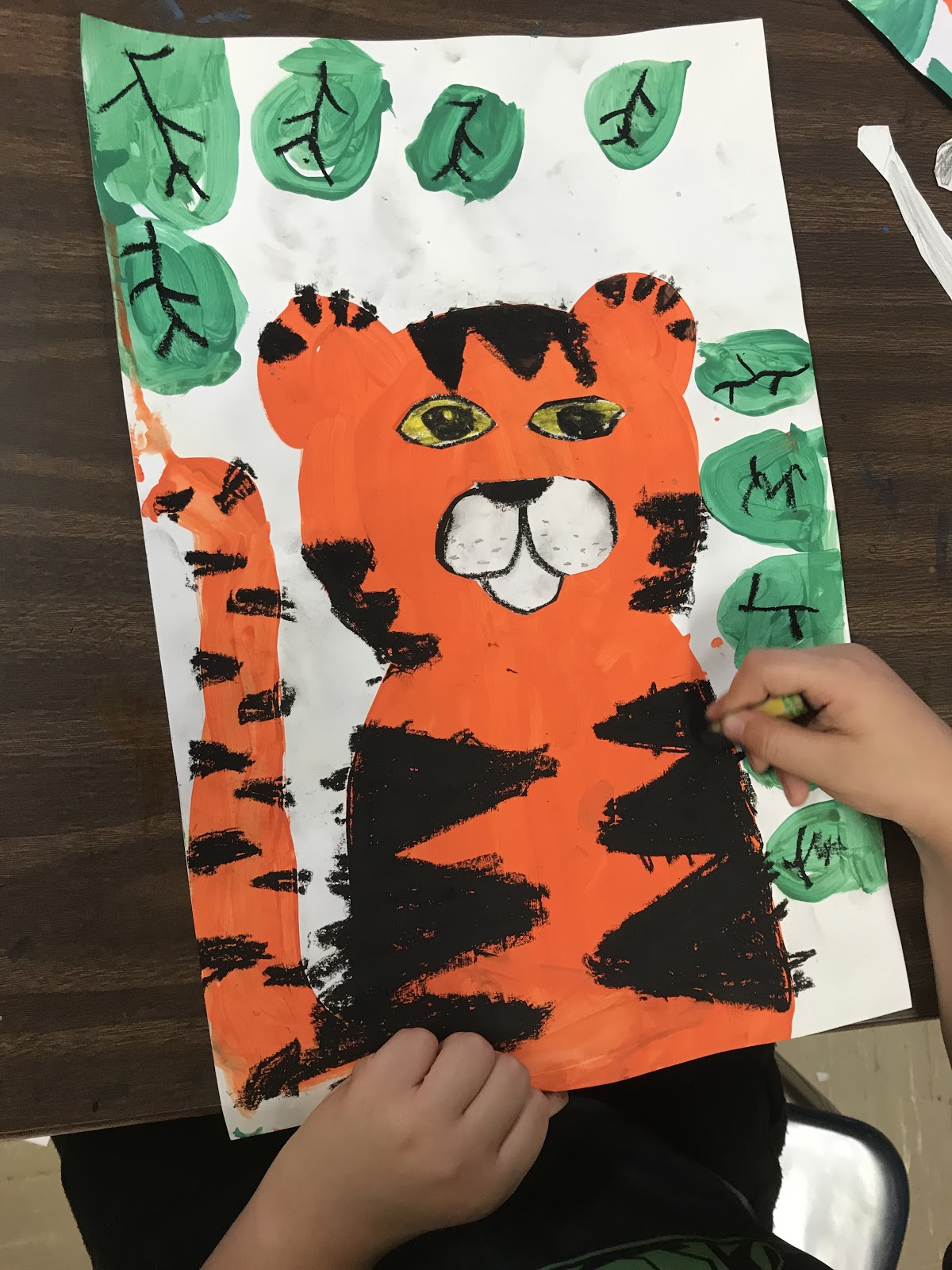 Elements of the Art Room: 2nd grade Rousseau inspired Tiger paintings