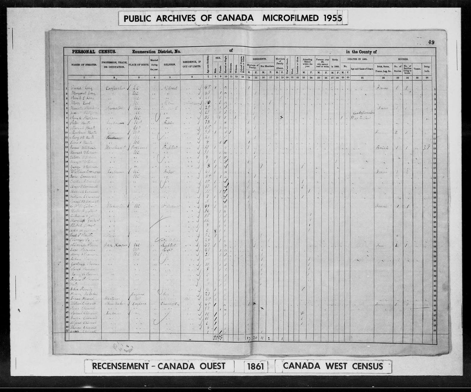 Genea-Musings: Treasure Chest Thursday - Post 221: 1861 Canada West ...