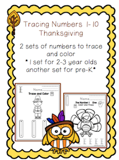 Number Practice 1-10 Thanksgiving "No Prep" ~ Preschool Printables