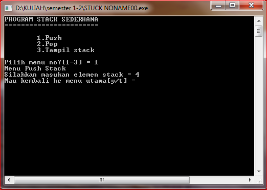 Tukang Coding: Contoh Program STACK(Tumpukan) c++