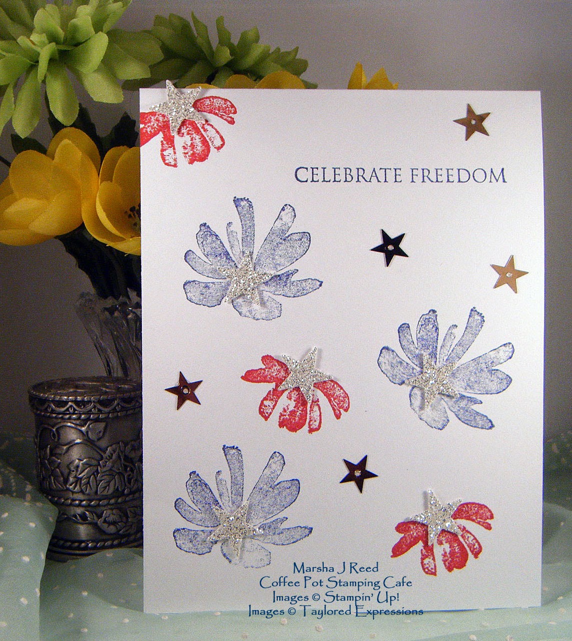 Coffee Pot Stamping Cafe: Celebrate Freedom