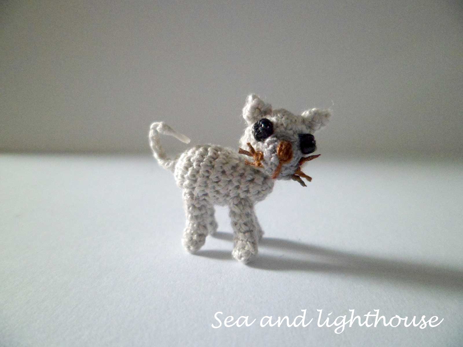 Tiny Grey Cat/Kitten Micro Crochet Animal | S&Lcollectibles