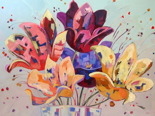 Daily Painters Abstract Gallery: Contemporary floral painting of tulips ...