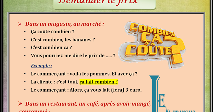 FLE en vrac!: Demander le prix