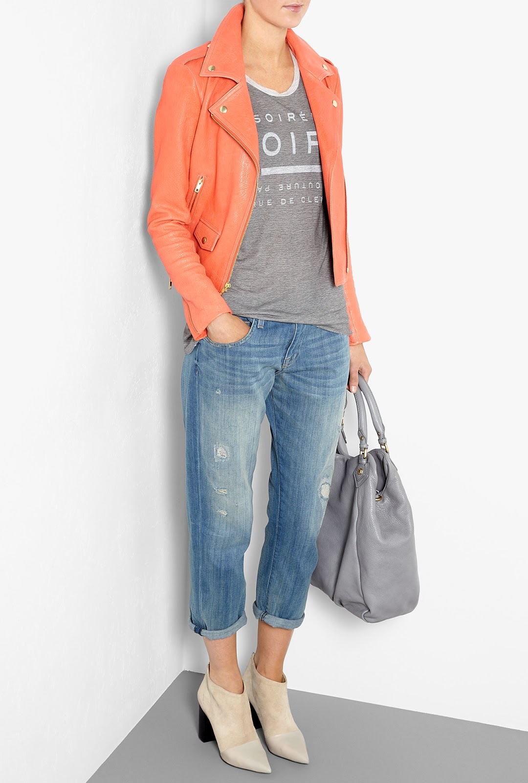 Orange biker jacket - Bayberry Chic