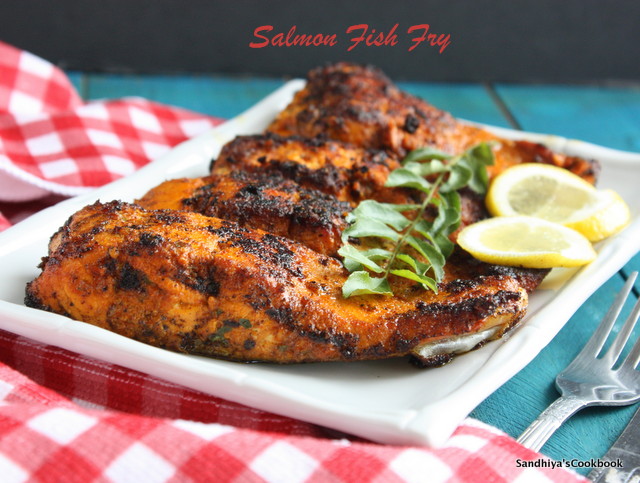 Sandhiya's Cookbook: Salmon Fish Fry with Indian Spices | Salmon Fry ...