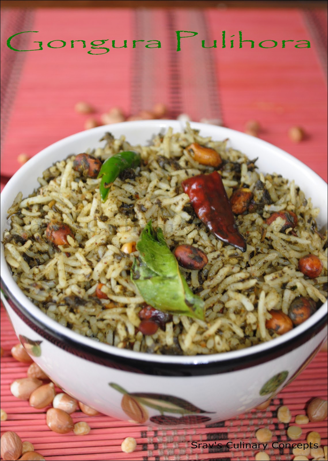 Srav's Culinary Concepts: Gongura Pulihora | Red Sorrel Leaves Rice
