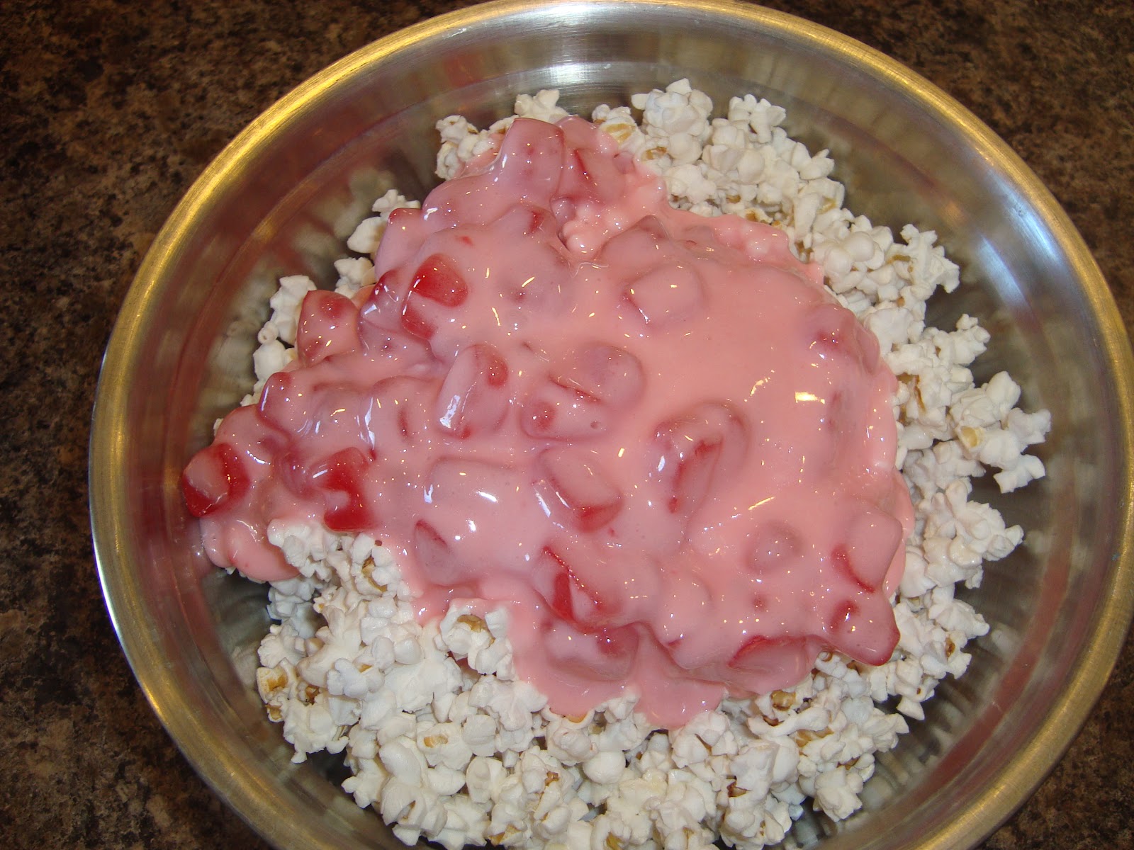Chewy Cinnamon Bear Popcorn ~ Dip it in Chocolate