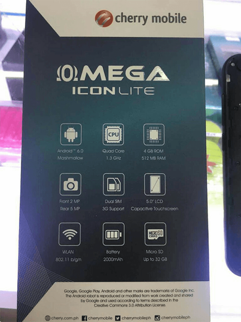 Cherry Mobile Omega Icon Lite silently launched, priced at PHP 2299