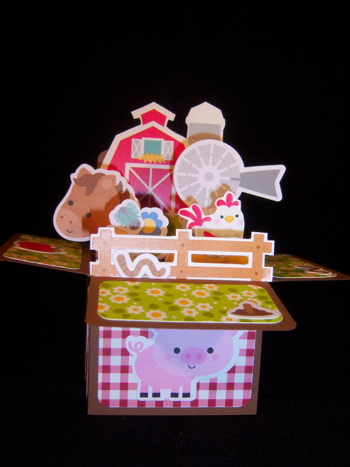 Scrap-n-Sew Granny: Down on the Farm Birthday Box Card