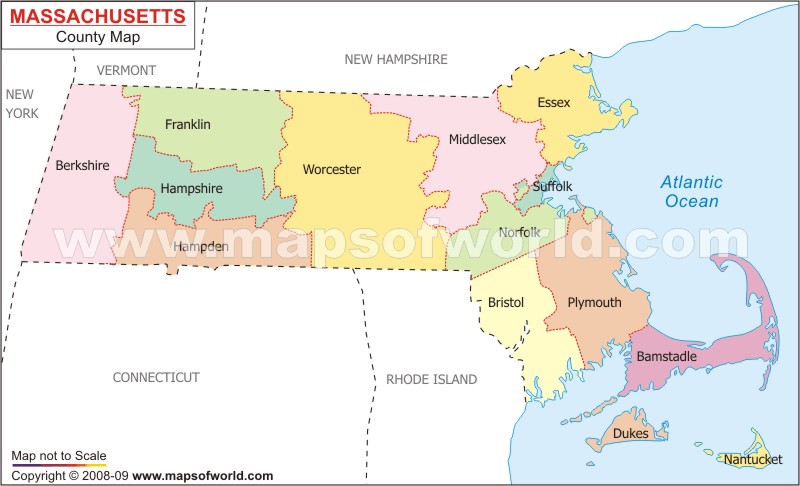 Massachusetts County Map Region | County Map Regional City