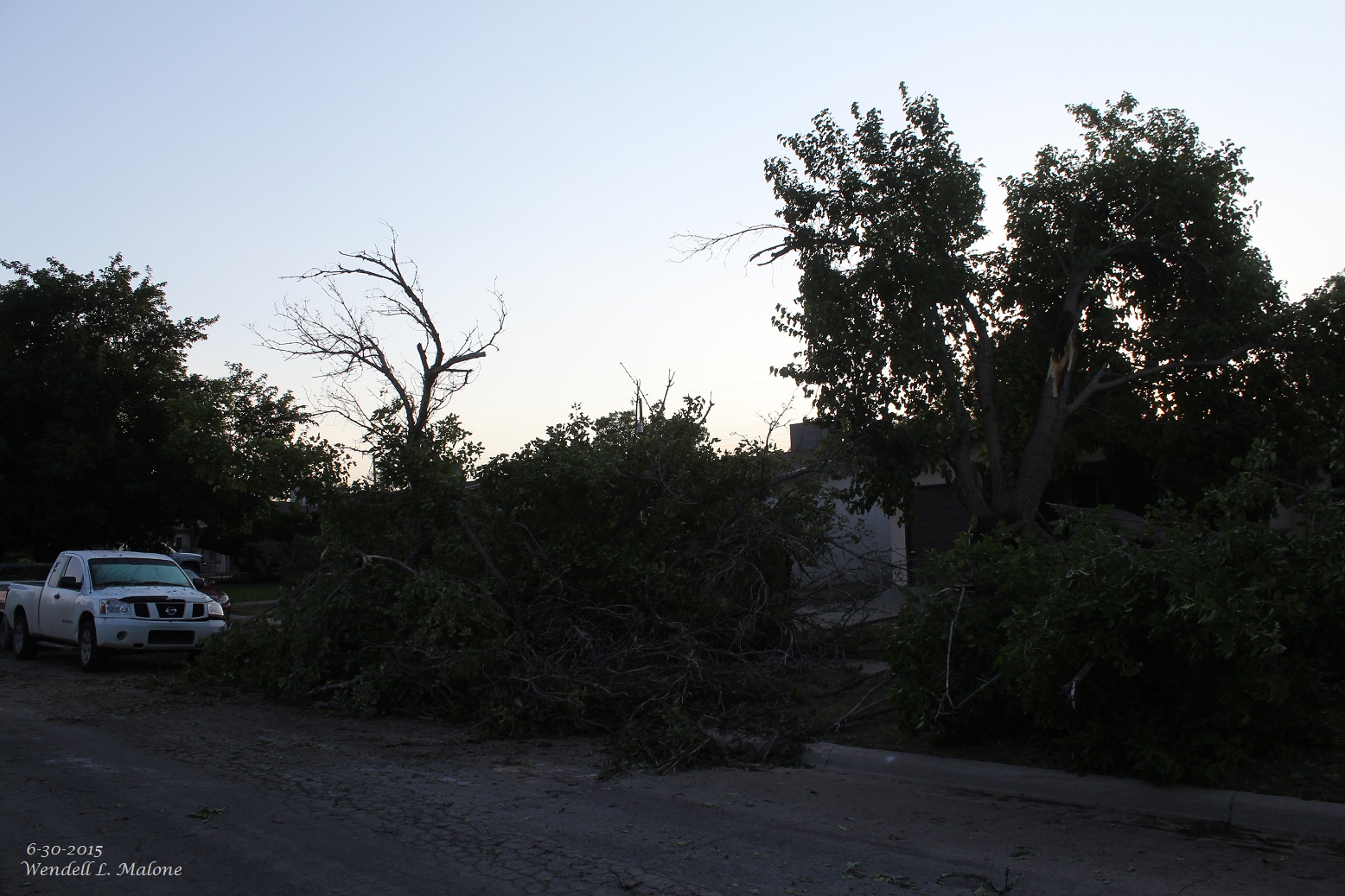 Wet Microburst Causes Tree Damage In Carlsbad, NM Monday 6-29-2015.