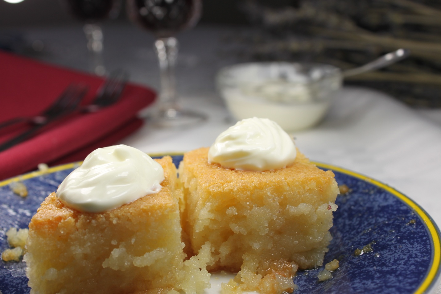 Dyna's Egyptian Cooking: Basbousa with Yoghurt بسبوسة بالزبادى Basbousa ...