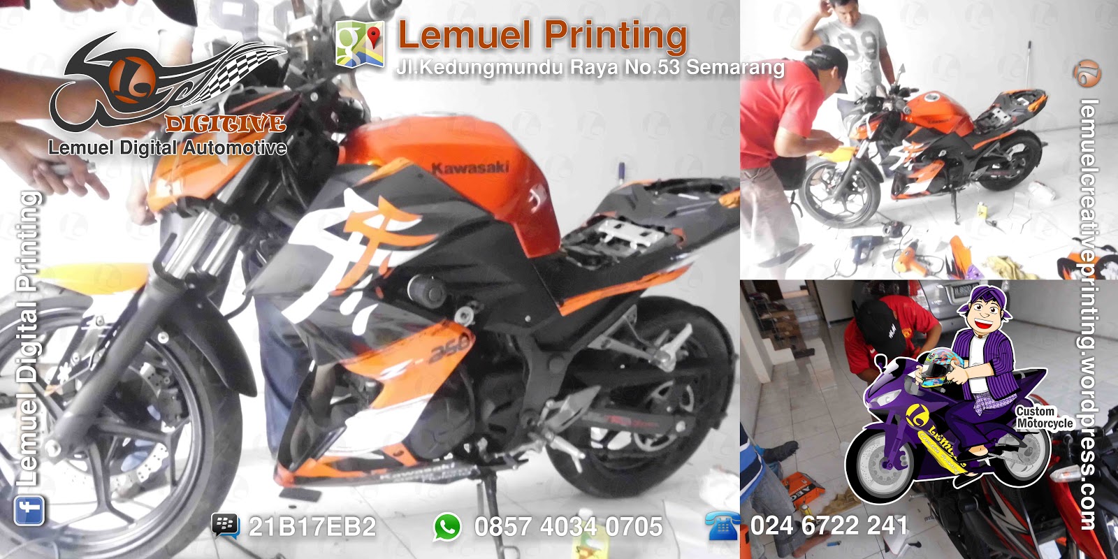 Custom Decal Vinyl Striping Motor Full Body Kawasaki Z250 Thema Strip ...